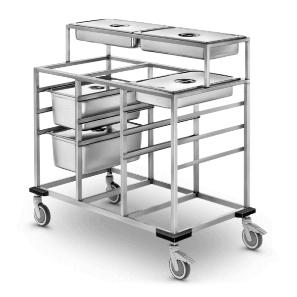 Gastronorm trolley 3 x 1/1 Gn with detachable extra compartment 2 x 1/1 ...